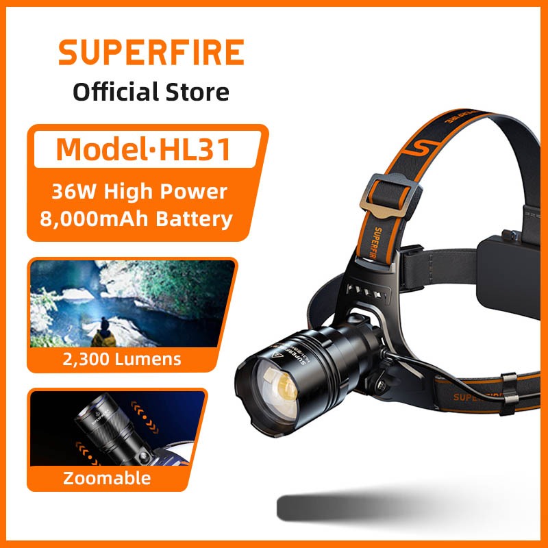 Superfire HL31 36W Đèn Pha Mạnh Mẽ Cao Có Thể Phóng To Đèn Pha LED Chống Nước Ngoài Trời Đầu Đèn ...