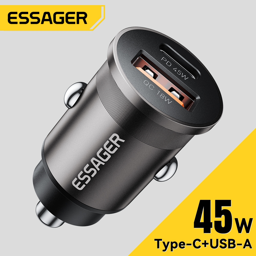 Essager Mini Xe Sạc 45W Sạc Điện Thoại Xe Hơi USB Type C Nhanh Cho ip Android Điện Thoại Di Động ...
