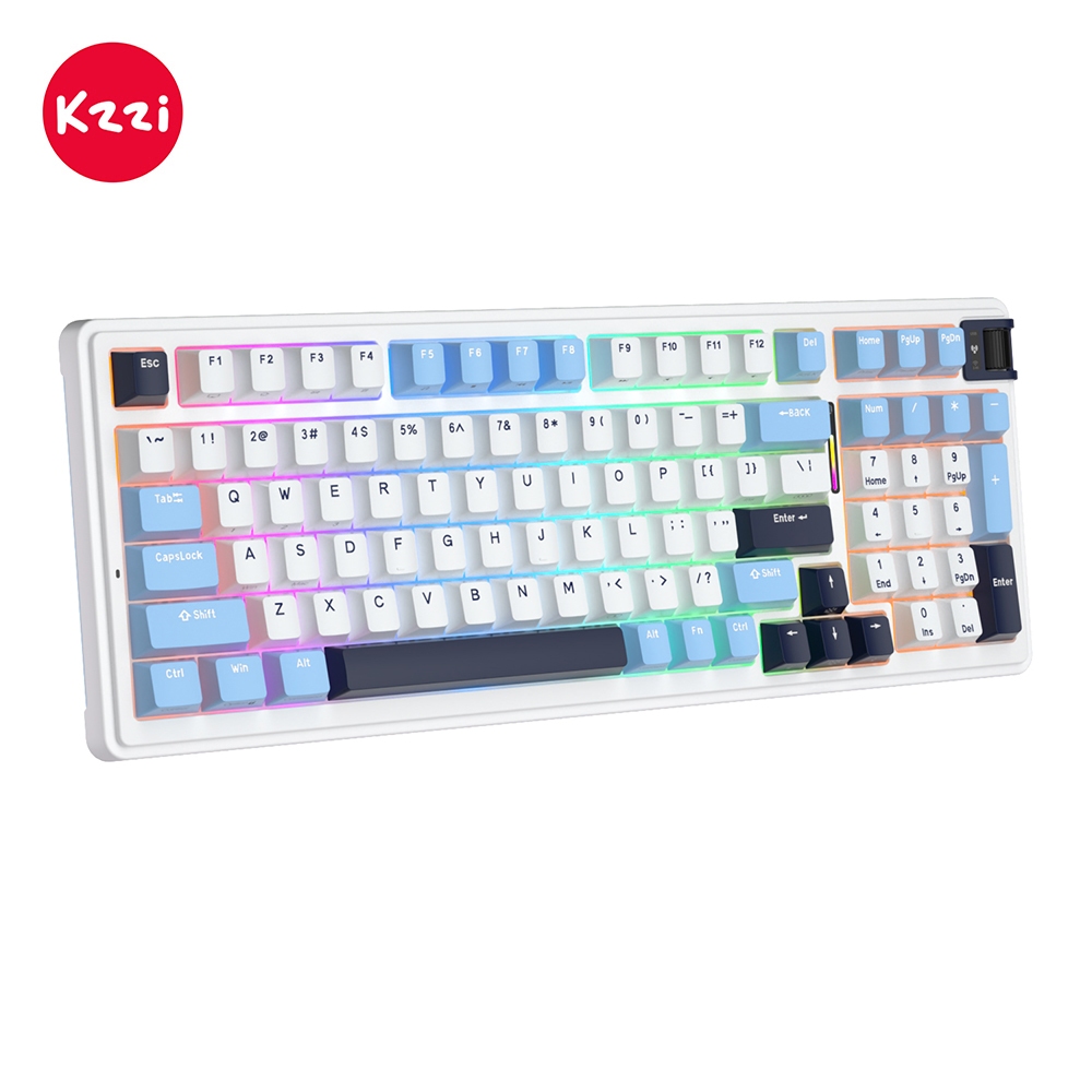 Kzzi Kezhi K98 Polar White 98 Cấu trúc đệm phím Bluetooth ba chế độ không dây có con lăn Bàn ...