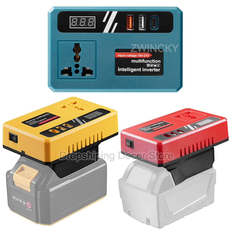 Biến Tần Nguồn 220V Cho Makita/Dewalt/Milwaukee 18V Pin Li-ion Đa Năng Loại C USB Biến Tần ...