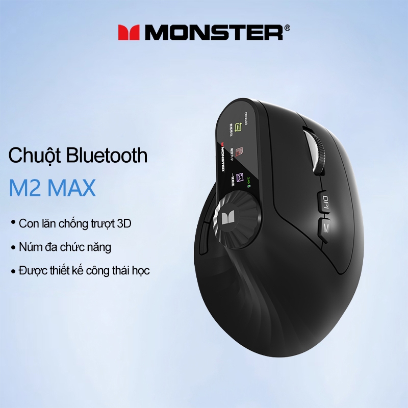 Monster M2 MAX Chuột Bluetooth Không Dây Chống Trơn Trượt Thiết Kế Công Thái Học Ánh Sáng Đa ...