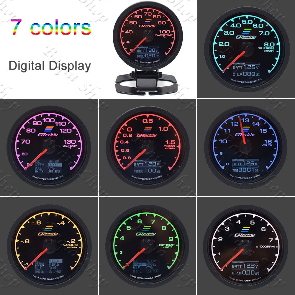 Greddy Racing Gauge 7 màu Multi D / A LCD Hiển thị kỹ thuật số Đồng hồ ...