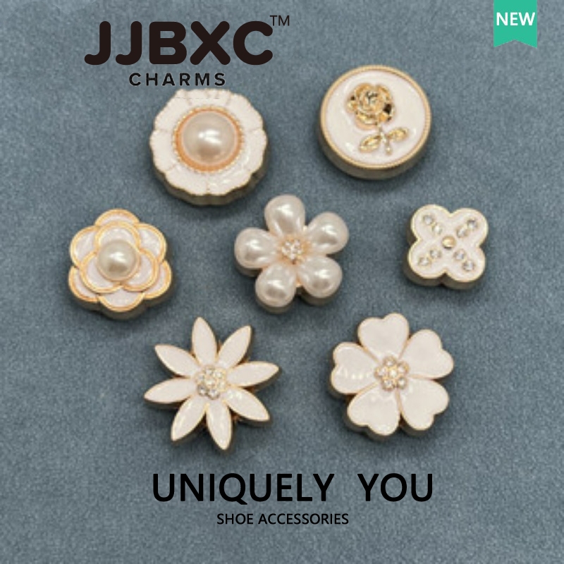 JJBXC Charm phu kien giay Cross Khoa trang tri kim loai hoa ngoc trai ...