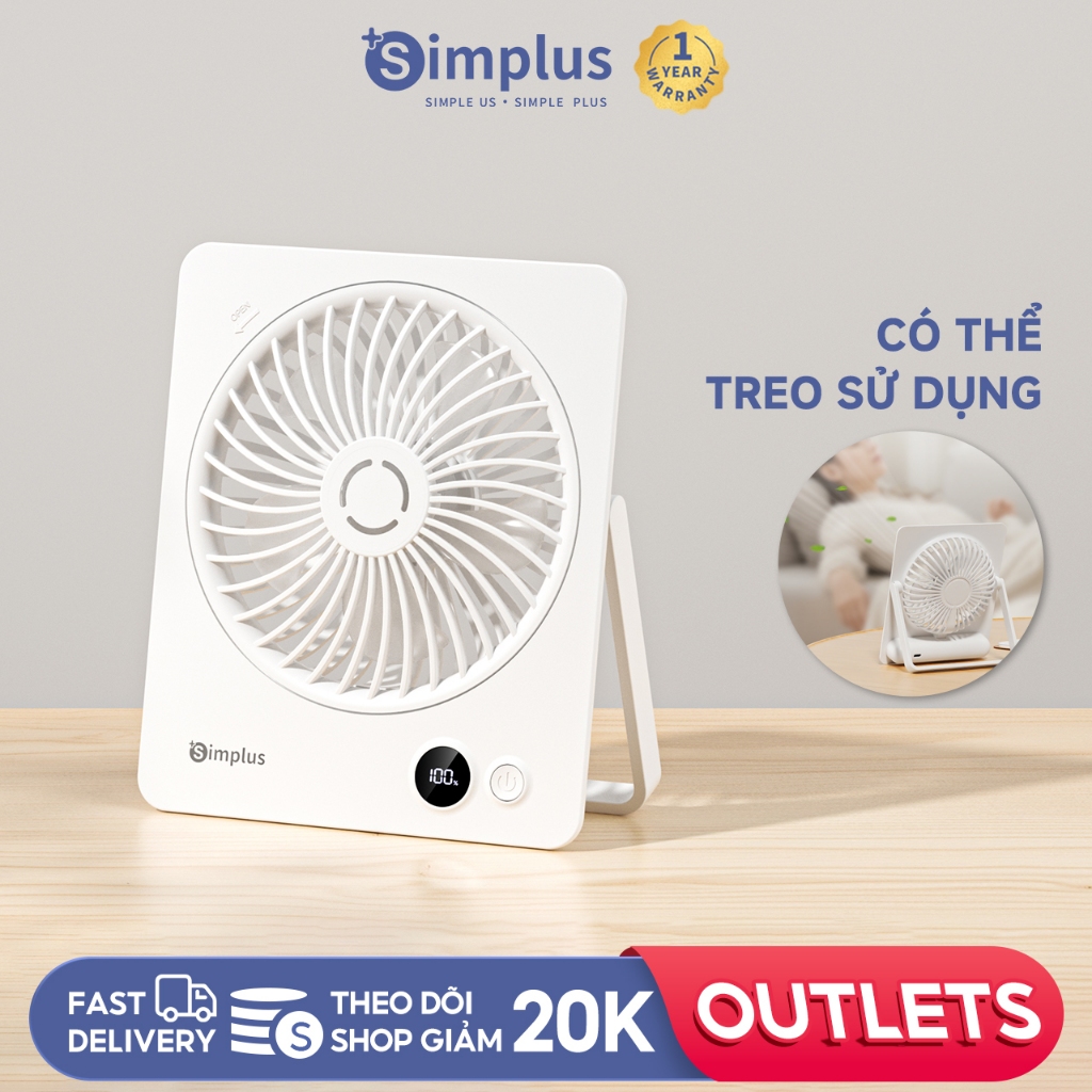 Simplus Quạt Mini Để Bàn Chân Đế Xoay 180° Sạc Type-C Xông Tinh Dầu 5 Chế Độ Gió Dùng Liên Tục 7 ...