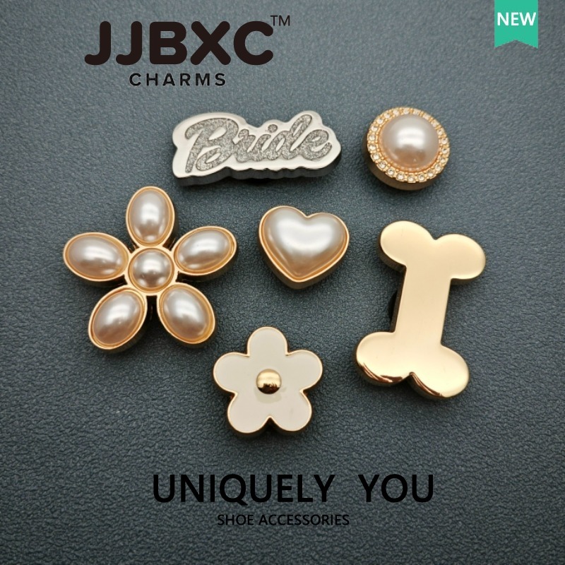 JJBXC Charm phu kien giay Cross Khoa trang tri chuoi hoa ngoc trai ...