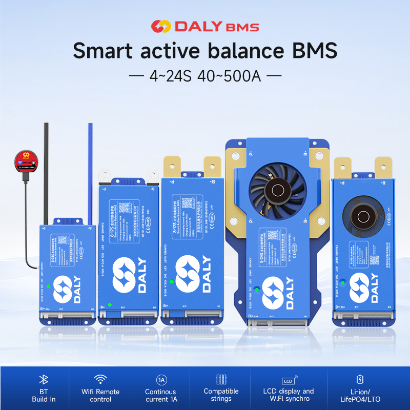 Daly NEW SMART BMS 4-24S 40-500A 12v 24v 48v 36v 60v 72v Lifepo4 BMS với chức năng cân bằng 1A ...