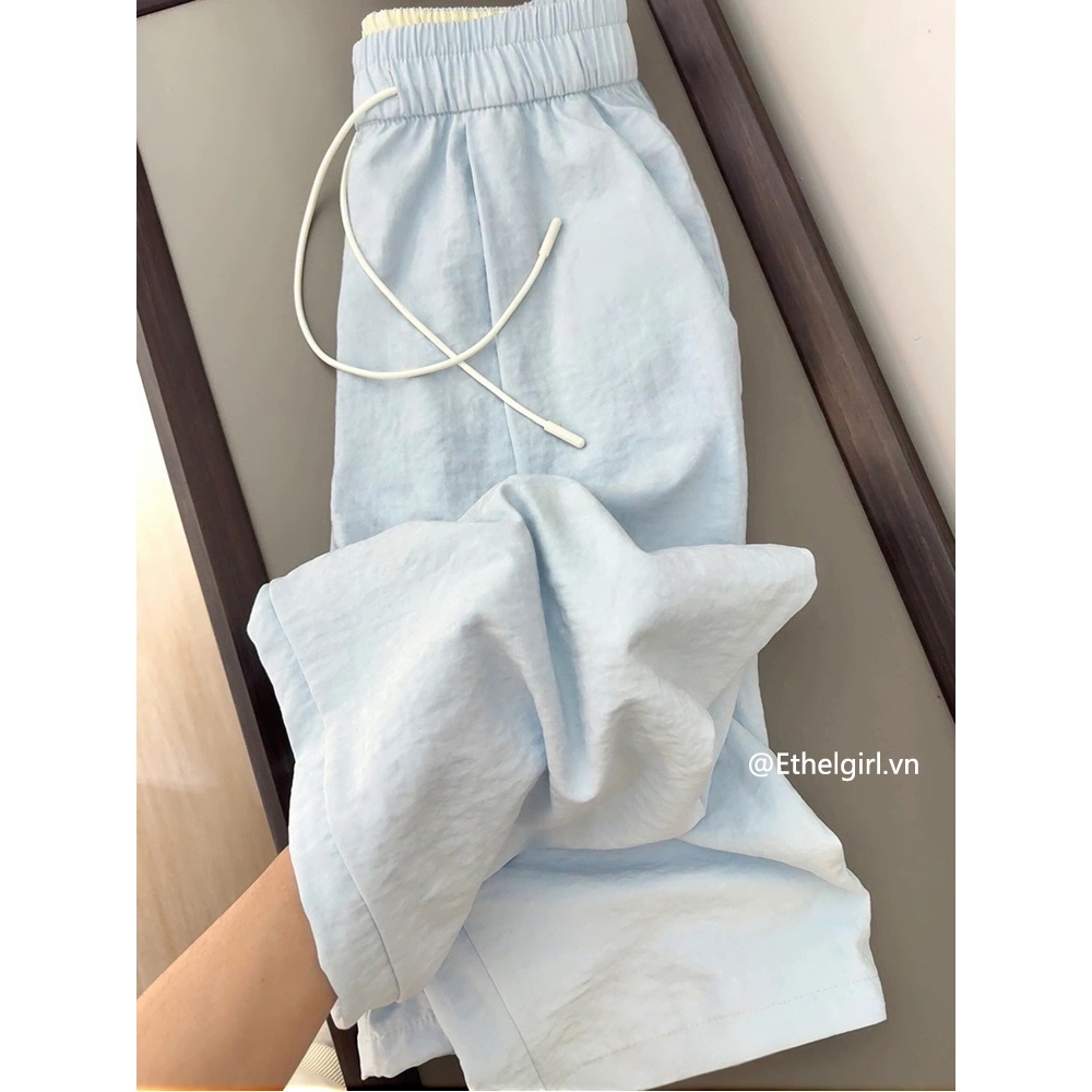 Ethelgirl phiên bản Hàn Quốc của quần dài nữ cạp cao dáng rộng đơn giản ...