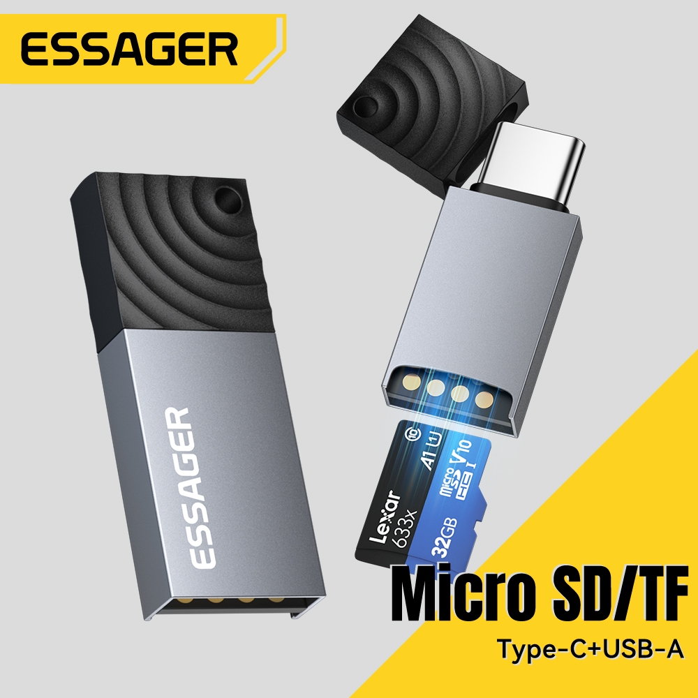 Essager Dual-Port USB 2.0 Type-C & USB-A Đầu đọc thẻ 2.0 Tf Sd Micro Type-C Otg Bộ chuyển đổi ...