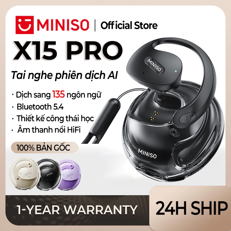 Miniso X15 Pro Tai Nghe Phiên Dịch AI tai nghe dịch thuật Bluetooth 5.4 Tai nghe dịch AI Tai ...