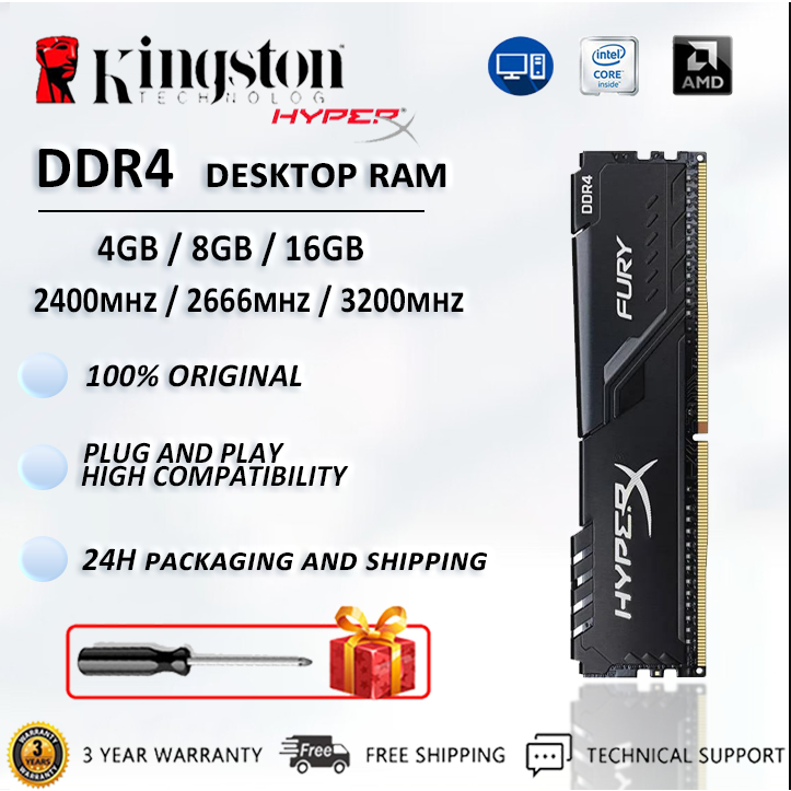 Kingston Hyperx Ddr4 4gb 8gb 16gb 2400mhz 2666mhz 3200mhz Bộ Nhớ Trò Chơi Ram để Bàn Cho Pc