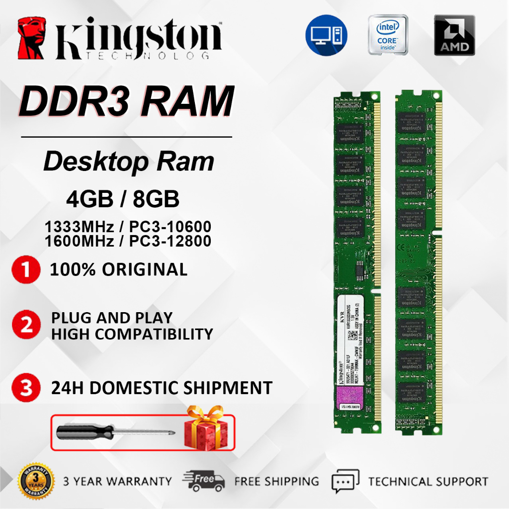 Kingston DDR3 RAM 4GB 8GB 1333 MHz 1600 MHz Bộ nhớ máy tính để bàn PC3 ...