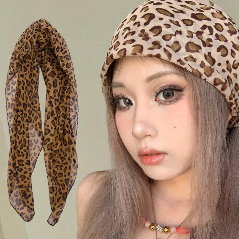 Báo In Hippop bandana Khăn Trùm Đầu vải chiffon Y2K cao cấp khăn lụa ...