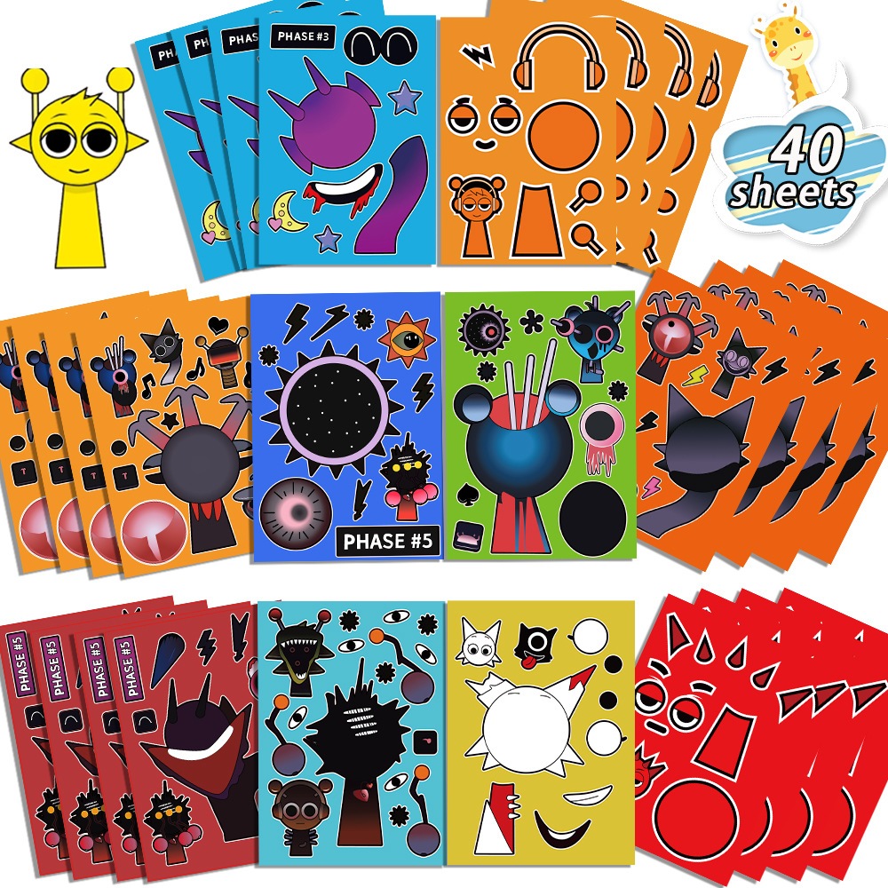 Nhãn dán Sprunki TOBE1 Incredibox, Nhãn dán trò chơi âm nhạc hoạt hình ...
