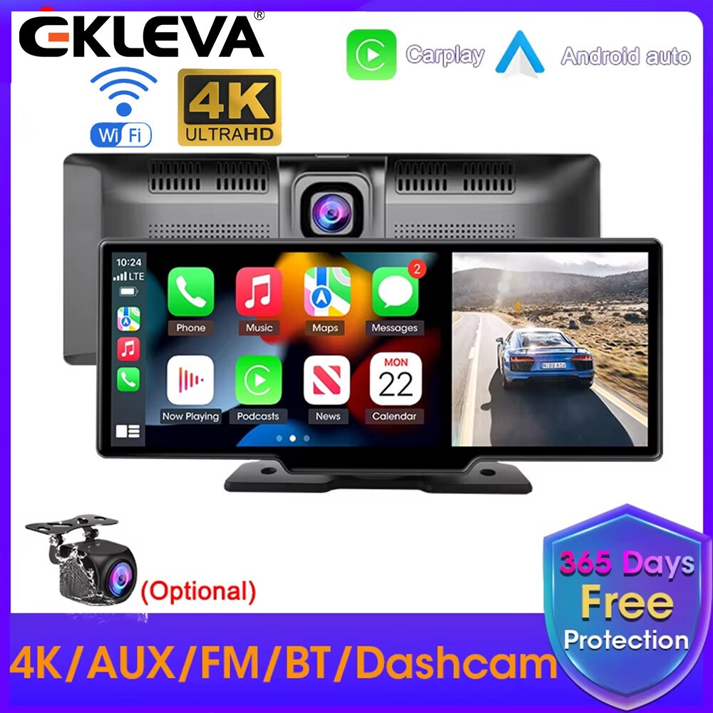 EKLEVA 10.26 Inch Dash Cam Camera Chiếu Hậu Carplay & Android Auto DVR ...