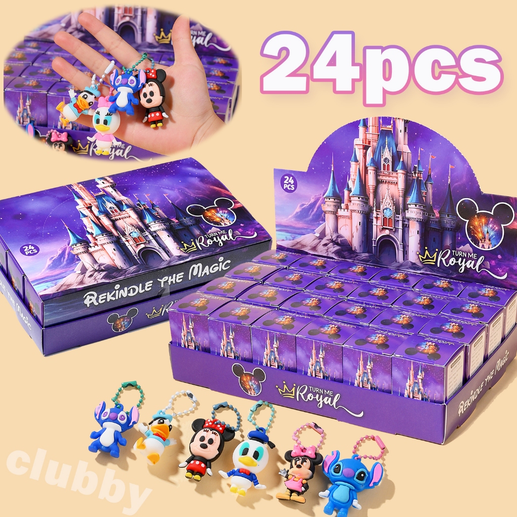 24 Disney Blind box Móc khóa Stitch Mickey mini mô hình hộp mù trang ...