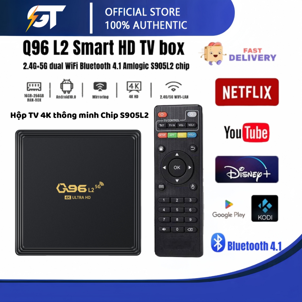 Smart TV Q96 L2 TV 6k 2.4 / 5g WIFI 16 + 256GB Android 10.0 Amlogic S905L2 chip I8 bàn phím ...