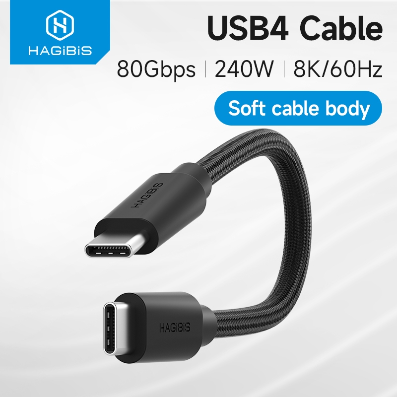 Cáp dọc Hagibis USB4 80Gbps PD3.1 240W Sạc nhanh 8K Cáp mềm USB C sang USB C Cáp ngắn cho ...