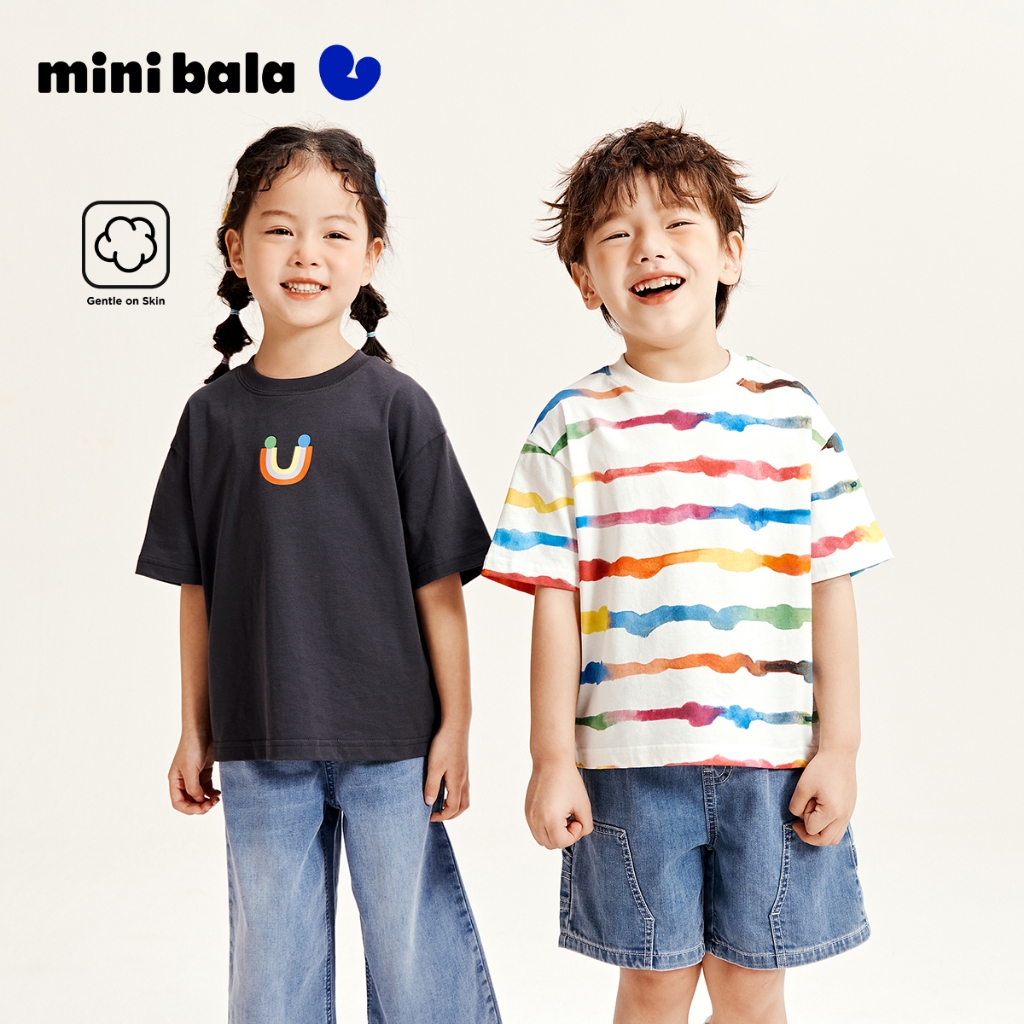 Áo thun minibala bé trai và bé gái cotton thoáng khí mùa hè cha mẹ và con mặc áo thoải mái ...