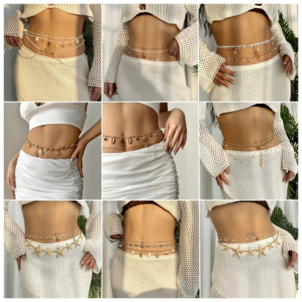 BELLA-Bee Sao Biển Vỏ Hạt Cơm Tua Rua Dây Xích Thời Trang Có Thể Điều ...