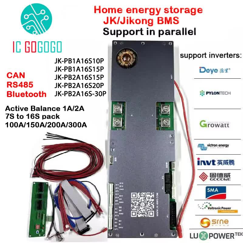 JK Jikong BMS Bảng bảo vệ pin song song Cân bằng hoạt động Bluetooth thông minh CAN RS485 Truyền ...