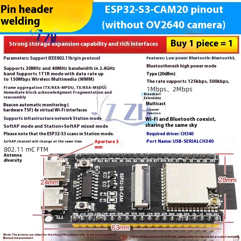 Bảng Phát Triển Lõi Esp32 S3 Cam N16r8 Wifi Bluetooth Module Ov2640 Camera Shopee Việt Nam