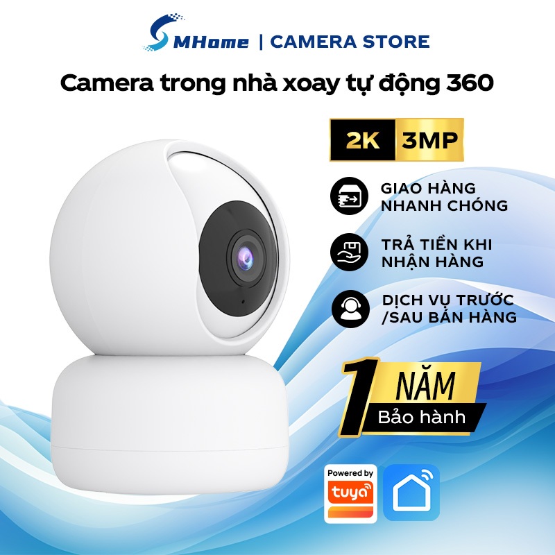 Mhome Tuya 2K Camera trong nhà WiFi, Camera xoay 360°, Camera an ninh ...