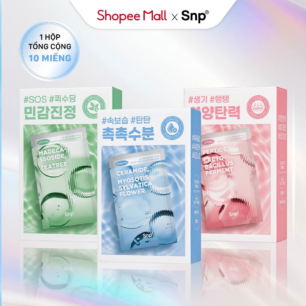 Mặt nạ giấy SNP dưỡng ẩm, làm dịu, sáng da Skin ReTurn Vegan Essence ...
