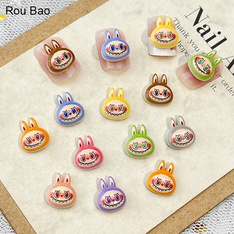Rou Bao 50 Chiếc Móng Tay Labubububu Hoạt Hình Dễ Thương Miệng Lớn Quái Vật Nhỏ Nhựa Móng Tay ...