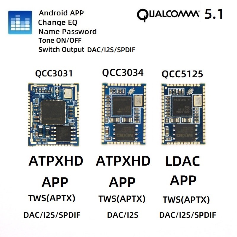 APP đổi tên mật khẩu EQ QCC5125 LDAC Bluetooth 5.1 Qualcomm QCC3031 ...