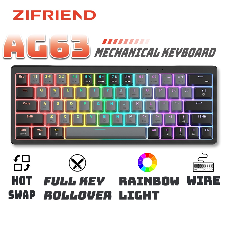 ZIFRIEND AG63 Bàn phím cơ Bàn phím chơi game dây đệm | Shopee Việt Nam