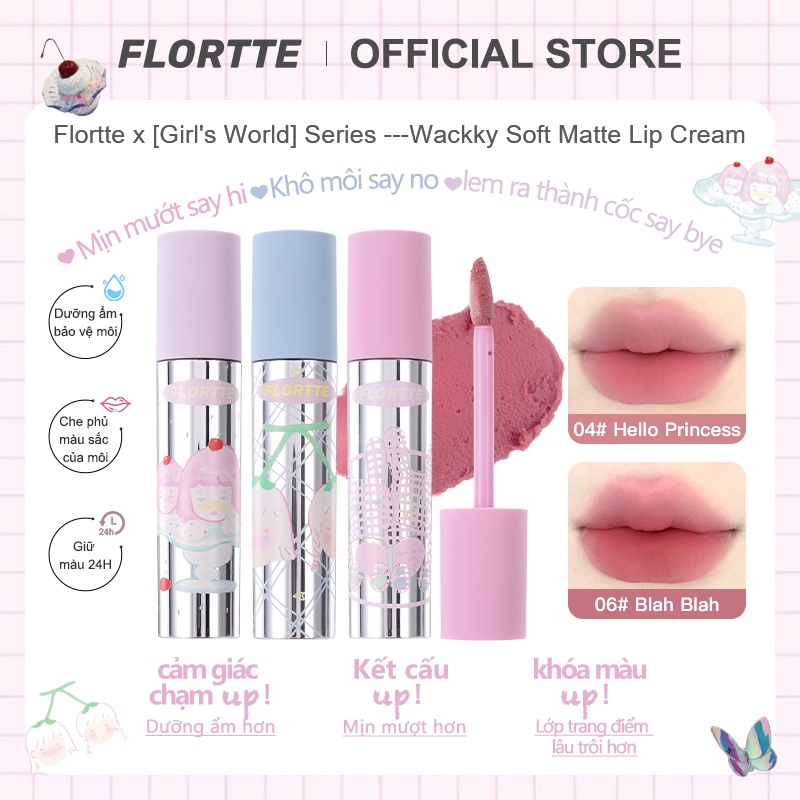 Son Kem Dưỡng Môi FLORTTE Wackky Girl's World Series (6 màu) 2.3g FLORTTE Official Store ...