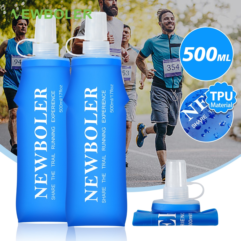 Newboler 250ml 500ml Bình Mềm Silicone Có Thể Gập Lại Bình Nước Thể Thao Ngoài Trời Du Lịch Chạy ...