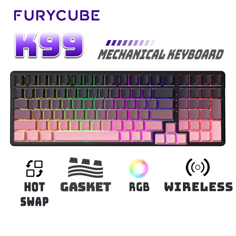 FURYCUBE K99 PRO Bàn phím cơ Bàn phím chơi game không dây RGB Gasket | Shopee Việt Nam