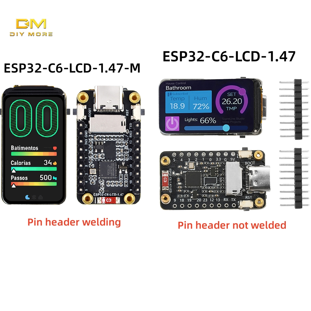 DIYMORE ESP32-C6 1,47 Inch Bảng phát triển màn hình Lcd Wifi 6 ...