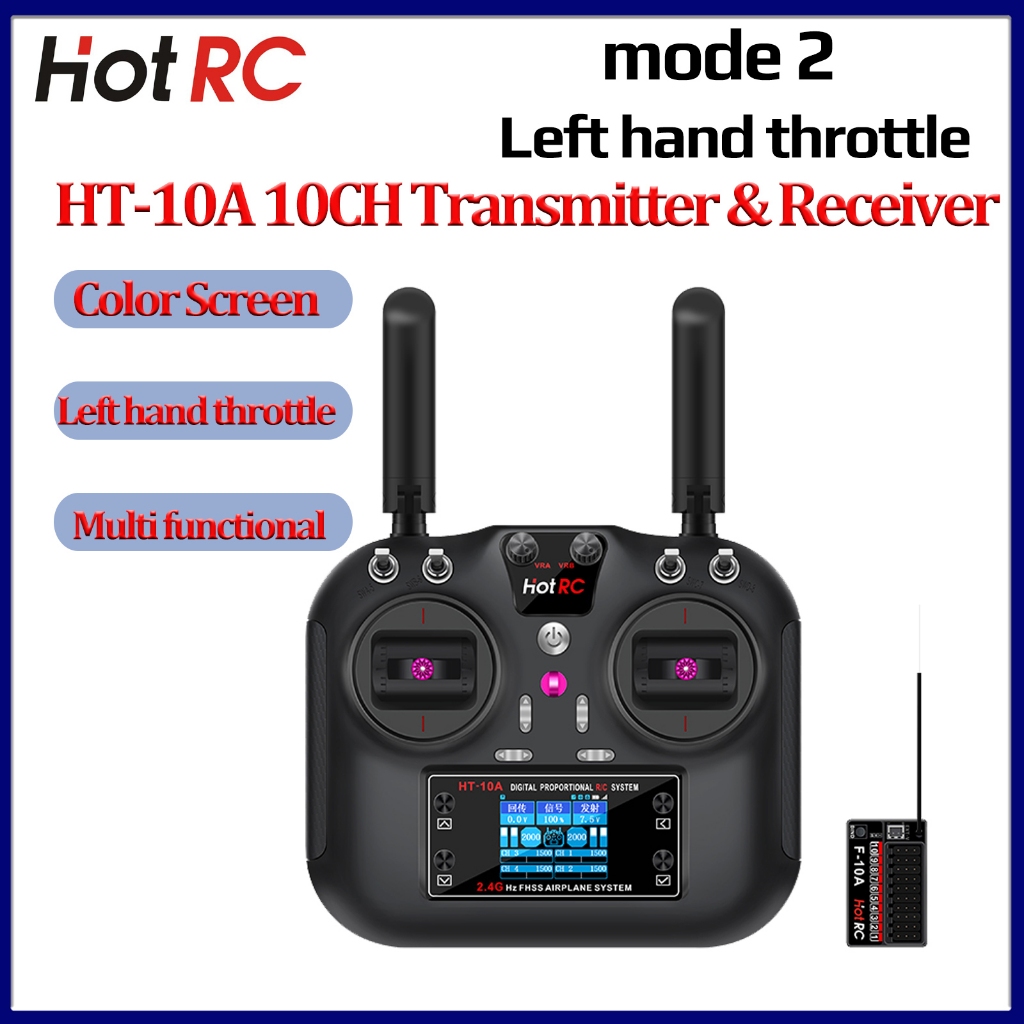 Hotrc Hot RC HT-10A HT10A 2.4Ghz 10CH Chế độ điều khiển từ xa 2 Tay ga trái F-10A F10A Bộ thu ...