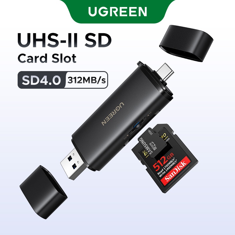 Đầu đọc thẻ UGREEN USB3.0 & USB C sang SD MicroSD TF Thunderbolt 3 cho PC Phụ kiện máy tính xách ...