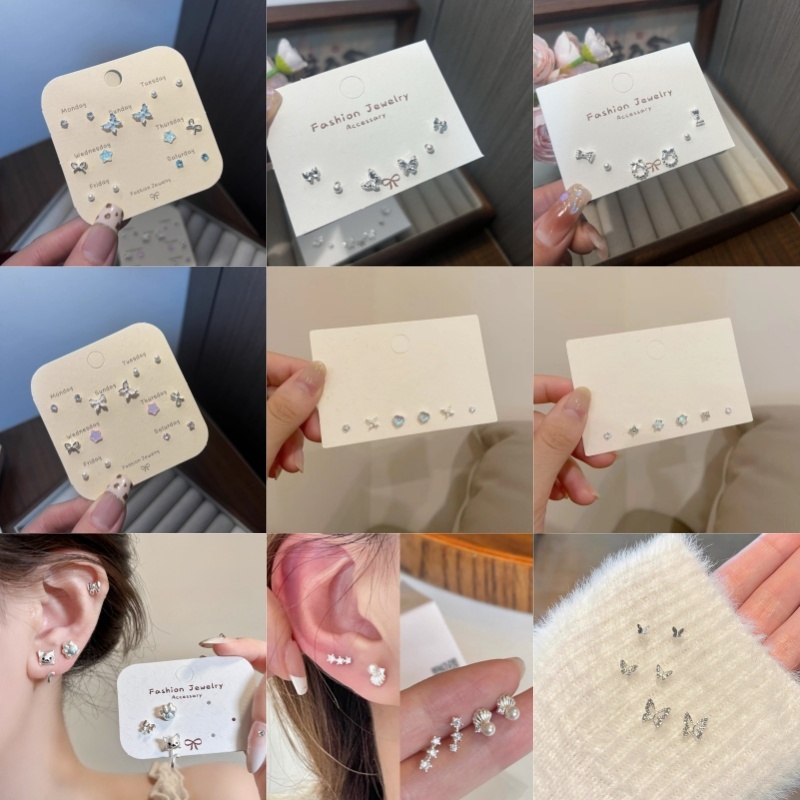 Thời Trang Nữ INS S925 Bông Tai Bạc Bông Tai Trang Sức Thời Trang Accesssory 6 Cái / lốc ...