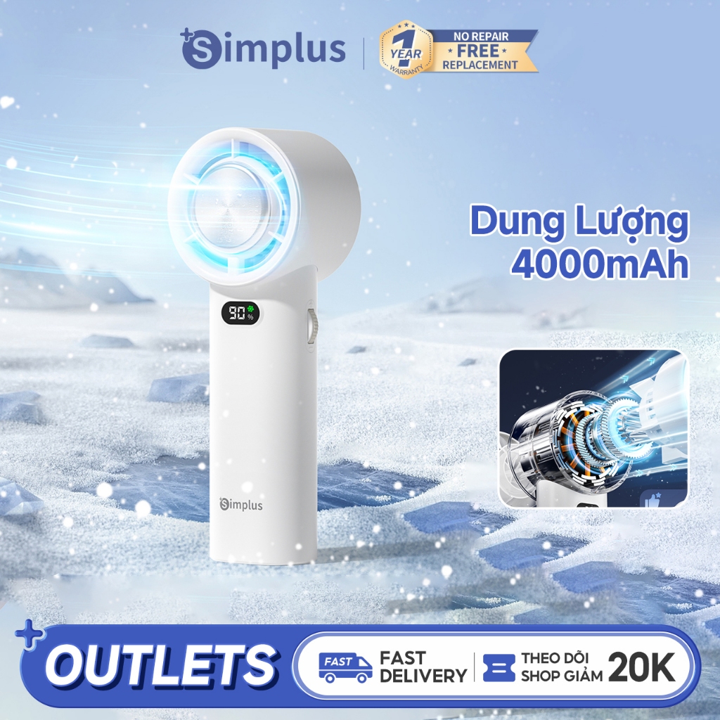 Simplus BlastX Quạt cầm tay Quạt cầm tay không khí nén lạnh 100 tốc độ gió Cổng sạc Type-C ...