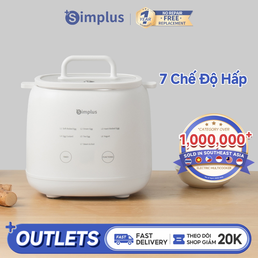 Simplus Nồi Hấp Trứng Nồi Hấp Đa Năng 7 Chế Độ Hẹn Giờ 24 Tiếng Điều Khiển Cảm Ứng DZEG006 -Bảo ...