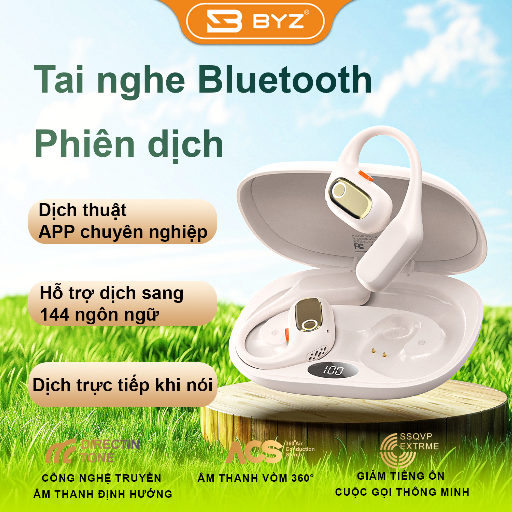 BYZ S500pro Tai nghe Bluetooth dịch thuật thông minh có âm thanh vòm và ...