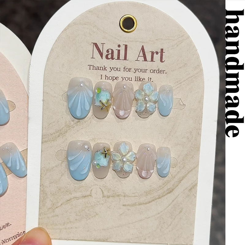 Bấm vào móng tay handmade Sea Breeze Whisper Mùa hè Lãng mạn Đảo biển ...