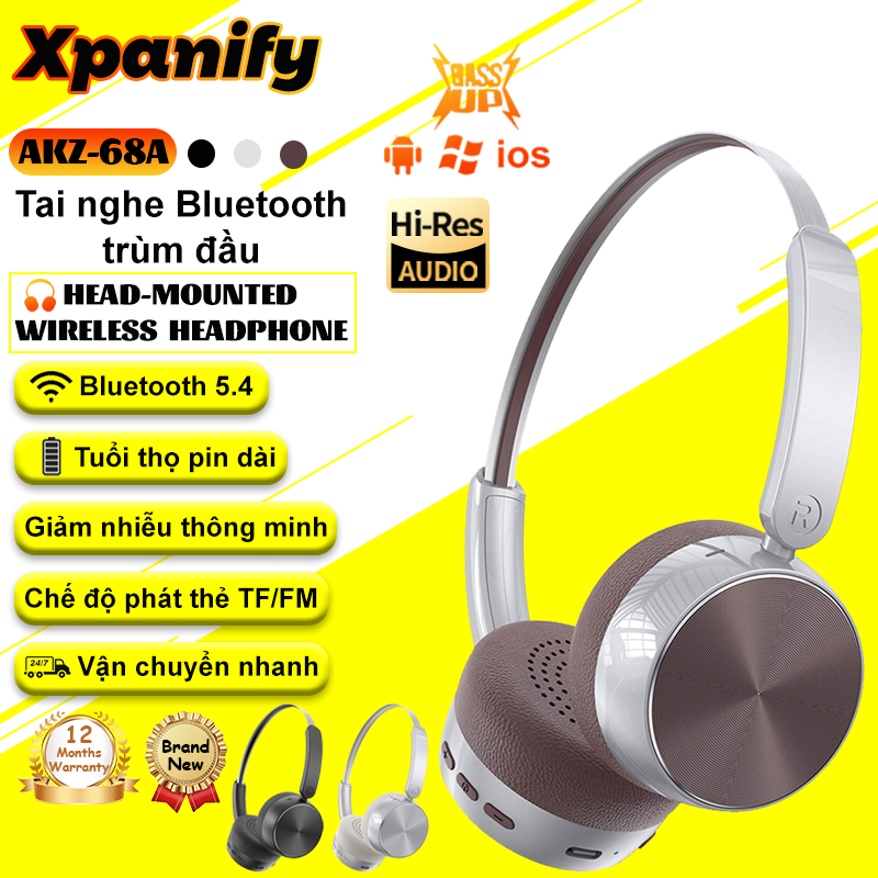 Xpanify AKZ-68A Tai nghe không dây Retro Bluetooth 5.4 Điều chỉnh chính ...