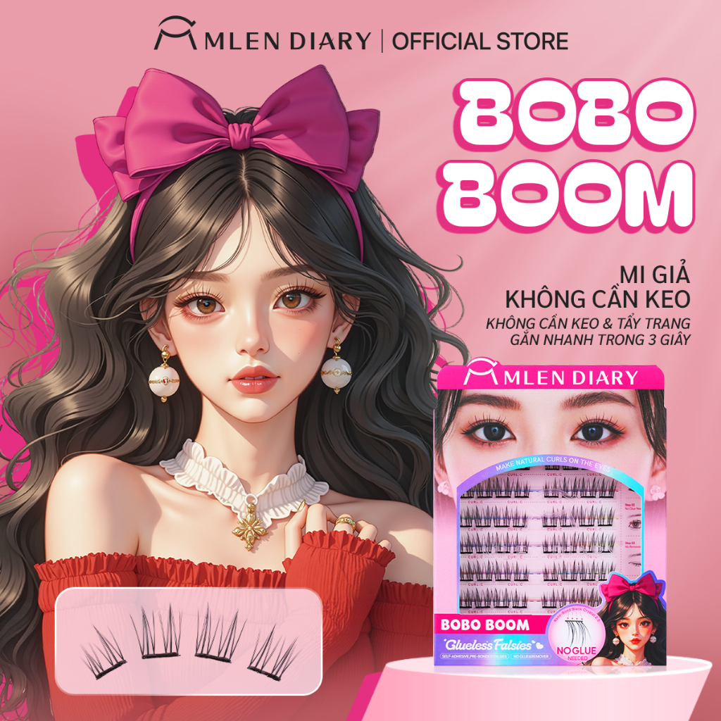 Lông mi giả tự nhiên Mlen Diary 3.0 Cụm lông mi giả không keo 8.2-12 ...