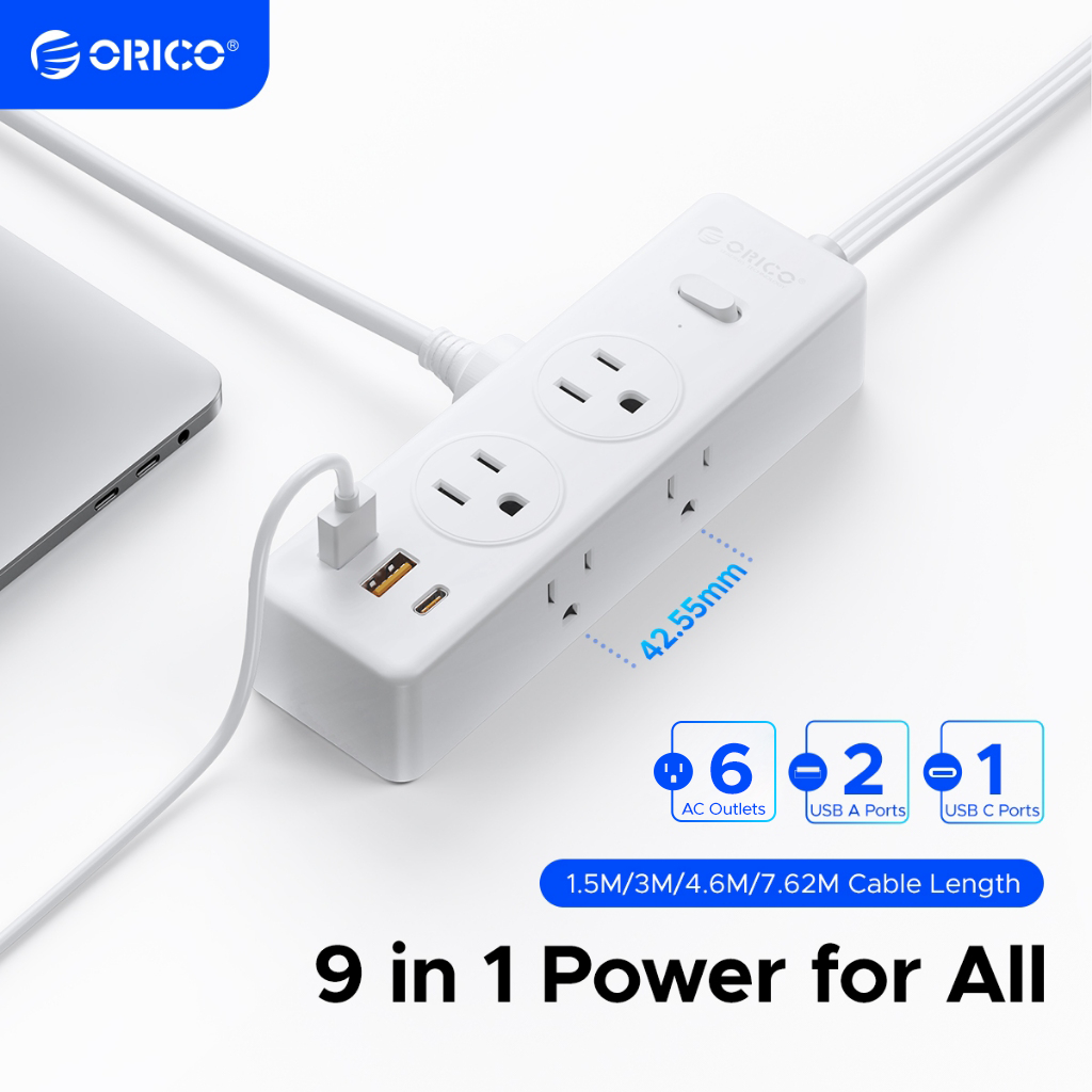ORICO Extension Cord Nguồn sạc nhanh với các cổng USB không gian rộng ...