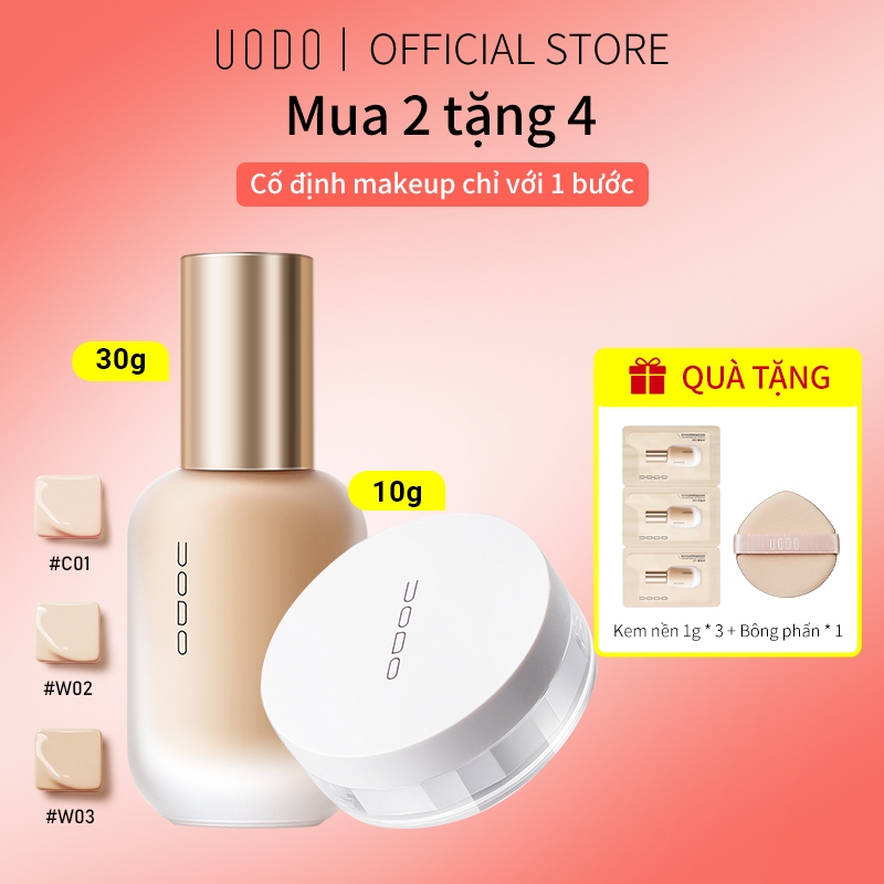 [MUA 2 TẶNG 4] [Combo trang điểm] UODO Foundation và Loose Powder Kiểm ...