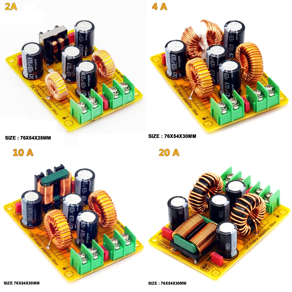 2A 4A 10A 20A DC LC Bộ lọc nguồn truyền thấp EMI EMC 12V 24V Âm thanh xe hơi Bộ lọc tiếng ồn tần ...