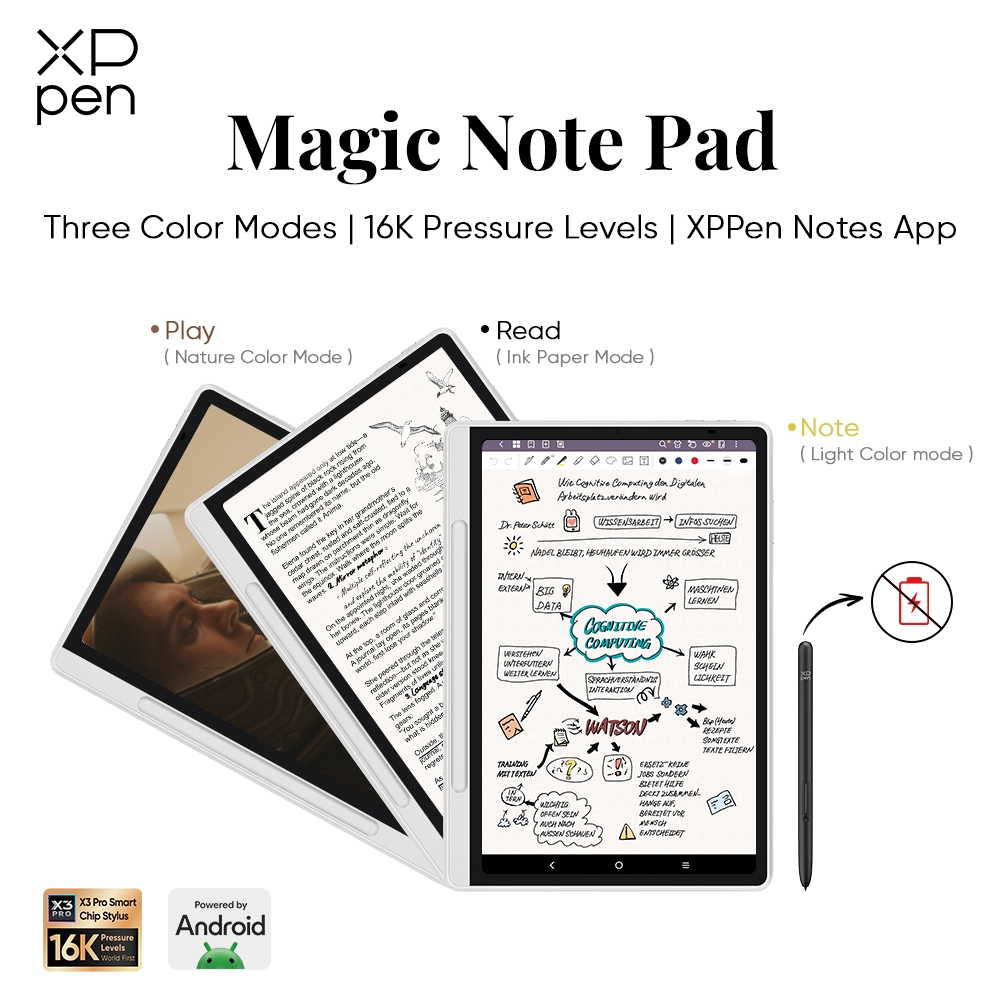XPPen Magic Note Pad 10,95 inch Android 14 Color Note Pad, với 3 mẫu ...