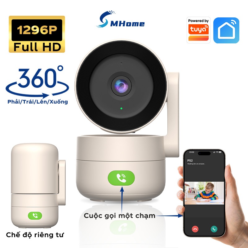 Mhome Tuya 4MP Camera không dây WiFi trong nhà, Camera 2K+ 360 với cuộc ...