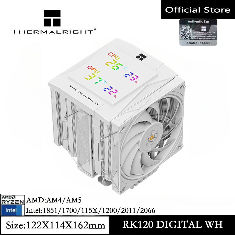 Thermalright Royal Knight 120 Màn hình LCD kỹ thuật số CPU Air Cooler 6 ống tản nhiệt Ống tản ...