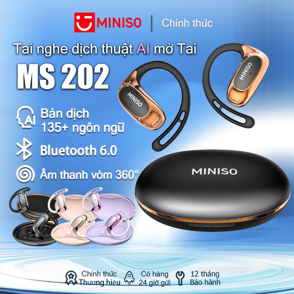 MINISO MS202 AI Dịch Tai Nghe Bluetooth V6.0 Tai Nghe Phiên Dịch Mở Tai Nghe HiFi Stereo Tai ...